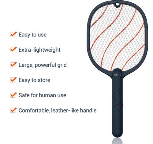 YsChois Electric Fly Swatter Electric Fly Zapper with 2 Sets AA Battery - Powerful Large Grid - Easy to Use - Lightweight Bug Zapper Racket for Indoor & Outdoor Use