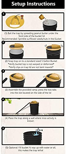 Mouse Trap Bucket, Flip and Slide Bucket Lid Mouse Trap, Auto Reset Mice Chipmunk Traps for House Indoor Sanitary Mouse Traps Indoor Outdoors, Compatible 5 Gallon Bucket(2 Pack)