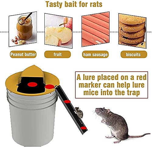 Mouse Trap Bucket, Flip and Slide Bucket Lid Mouse Trap, Auto Reset Mice Chipmunk Traps for House Indoor Sanitary Mouse Traps Indoor Outdoors, Compatible 5 Gallon Bucket(2 Pack)