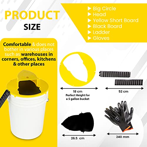 BEHYSH Mouse Trap Bucket Lid Reinforced with Greater Stability and Security - Reusable Smart Mice Trap Multi Catch - Kit Rat Trap Bucket lid Magic Reset Auto Flip and Slide - Double Coated Gloves