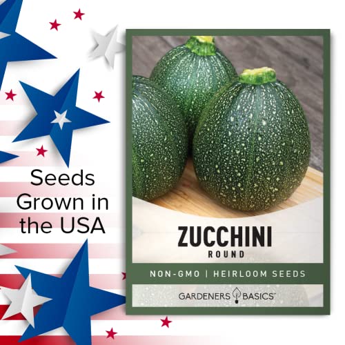Round Zucchini Seeds for Planting Heirloom, Non-GMO Vegetable Summer Squash Container Variety- 3 Grams Seeds Great for Summer Garden by Gardeners Basics