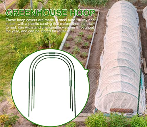 MISNODE 6PCS Greenhouse Hoops, 35.5 x 20.5 Inch Plant Support Garden Stakes, Rustproof Steel Tall Plant Grow Tunnel Hoop with Detachable Stakes for Garden Fabric Netting Raised Beds