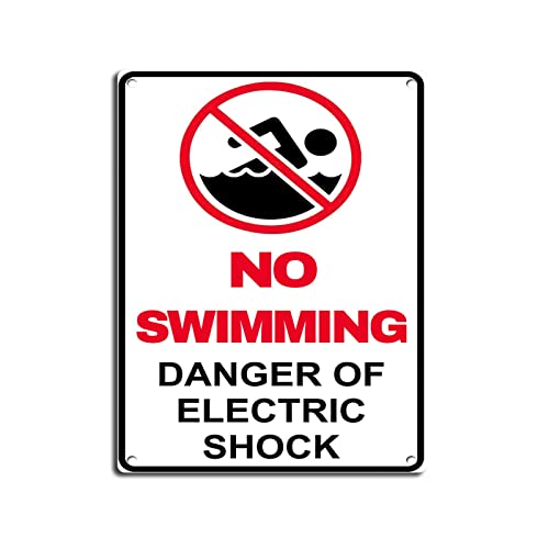Tin Sign Swimming pool sign no lifeguard on duty swimming risk sign Home Gate Garden Bar Restaurant Cafe Office Shop Club Decoration 12x16inch