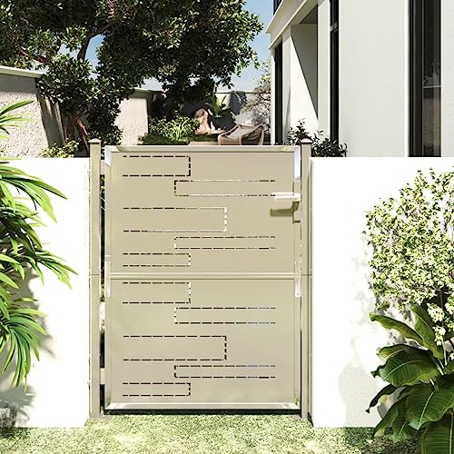 loibinfen Garden Fence Gate - Durable Stainless Steel,Outdoor Gate Garden Fence Post Gate Locks for Outdoor Fence Fencing for Yard Dog Fences, 39.4"x49.2" Stainless Steel -Model 2