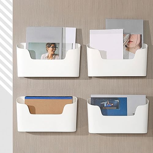YESBAY Wall Mount Organizer Rack Wall Storage Box Floating Shelves Multi-Purpose Self-Adhesive Storage Box Sturdy Reusable Organizer for Doors Walls Refrigerators Bathroom Kitchen White