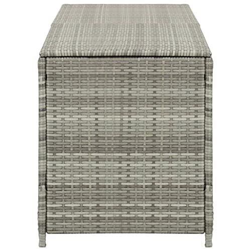 YEZIYIYFOB 160 gal Outdoor Storage Box Large Deck Box Taupe Grey Rattan Patio Storage Box Garden Storage Suncast Chest Container Poly Cabinet for Lawn Backyard 78.7"x19.6"x23.6" Grey NOT WATERPROOF