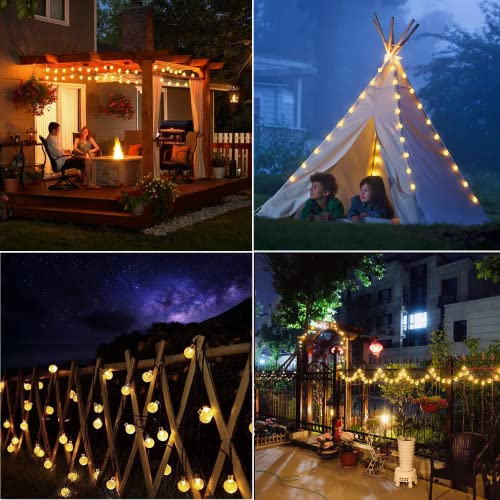 Sunlisky Solar String Lights Outdoor Waterproof 50LED 24.6FT Crystal Globe Light with 8 Lighting Modes,Solar Powered Patio Lights for Yard Garden Fence Porch Balcony Party Decoration (Warm White)