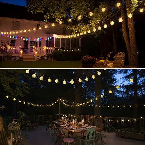 Sunlisky Solar String Lights Outdoor Waterproof 50LED 24.6FT Crystal Globe Light with 8 Lighting Modes,Solar Powered Patio Lights for Yard Garden Fence Porch Balcony Party Decoration (Warm White)