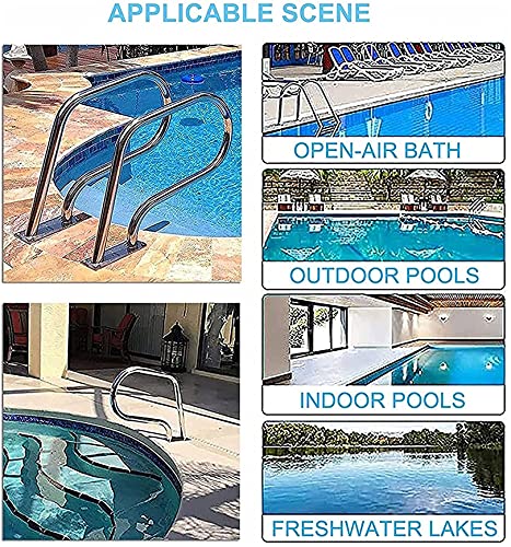 BTZHY Pool Railings, 304 Stainless Steel Handle, Humanized Swimming Pool Handrails w/Screw Accessories for Garden Backyard Pools Easy to Install (1PCS)