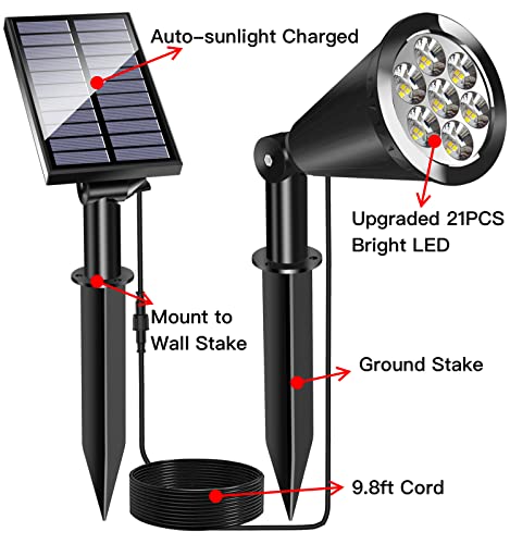 MEIHONG Solar Spot Light Outdoor with Separate Panel, Solar Uplighting Tree Lights Outdoor Solar LED Landscape Lights Dusk to Dawn, Solar Powered Accent Lights for Garden Walkway (1 Pack)