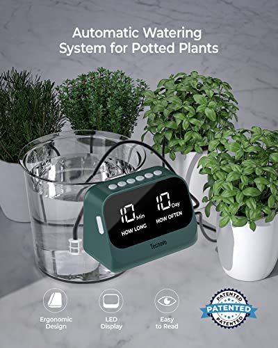 Tecnovo Automatic Watering System for Potted Plants, DIY Drip Irrigation Kit with Smart Timer, Waterproof LED Display & Large Capacity Battery, Precise Distribution of Water