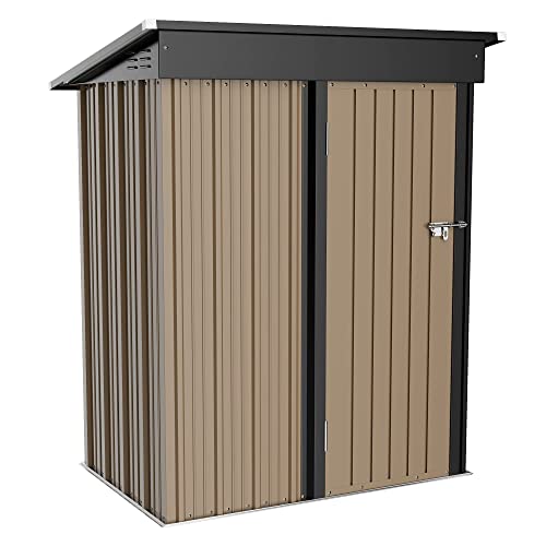 Flamaker Storage Shed Outdoor Metal Garden Shed with Lockable Door Utility Tool Shed Storage House for Backyard, Patio and Lawn (5 x 3 FT)