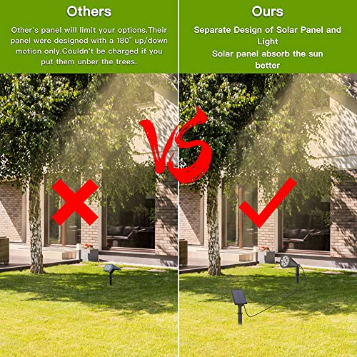 MEIHONG Solar Spot Light Outdoor with Separate Panel, Solar Uplighting Tree Lights Outdoor Solar LED Landscape Lights Dusk to Dawn, Solar Powered Accent Lights for Garden Walkway (1 Pack)