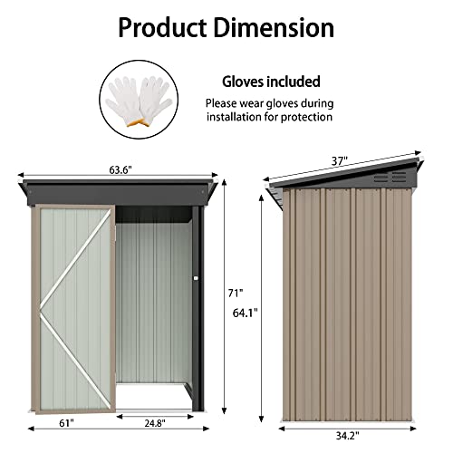 Flamaker Storage Shed Outdoor Metal Garden Shed with Lockable Door Utility Tool Shed Storage House for Backyard, Patio and Lawn (5 x 3 FT)