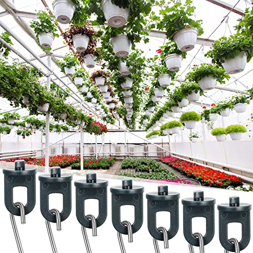 Ripeng Greenhouse Hooks Hanger Greenhouse Twist Clips Greenhouse Fixing Clips with Stainless Steel S Hooks for Outdoor Garden Hanging Plants Plastic Insulation Netting Shading (100 Pieces)