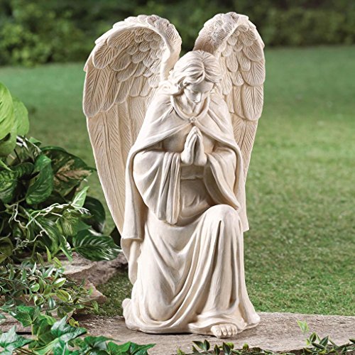 Fox Valley Traders Aoboco WalterDrake White Resin Angel Statue - Religious Garden Statue Remembrance Memorial Guardian Angel β 16 inch