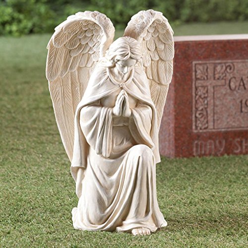 Fox Valley Traders Aoboco WalterDrake White Resin Angel Statue - Religious Garden Statue Remembrance Memorial Guardian Angel β 16 inch