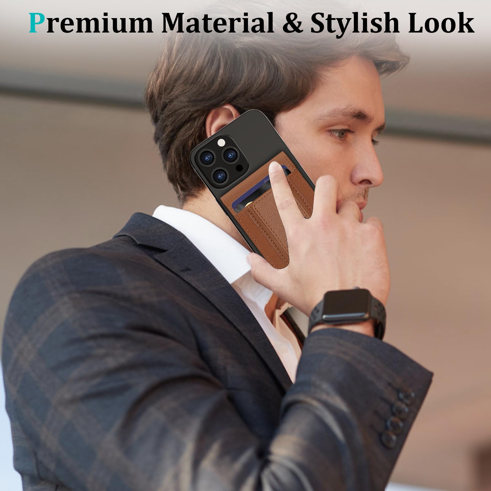 LDSXAY for MagSafe Wallet, Magnetic Phone Wallet with Adjustable Stand & Money Clip, Detachable Magnetic Wallet for iPhone 16/15/14/13/12 Pro Max Plus, 10+ Cards Holder, Vegan Leather, Brown