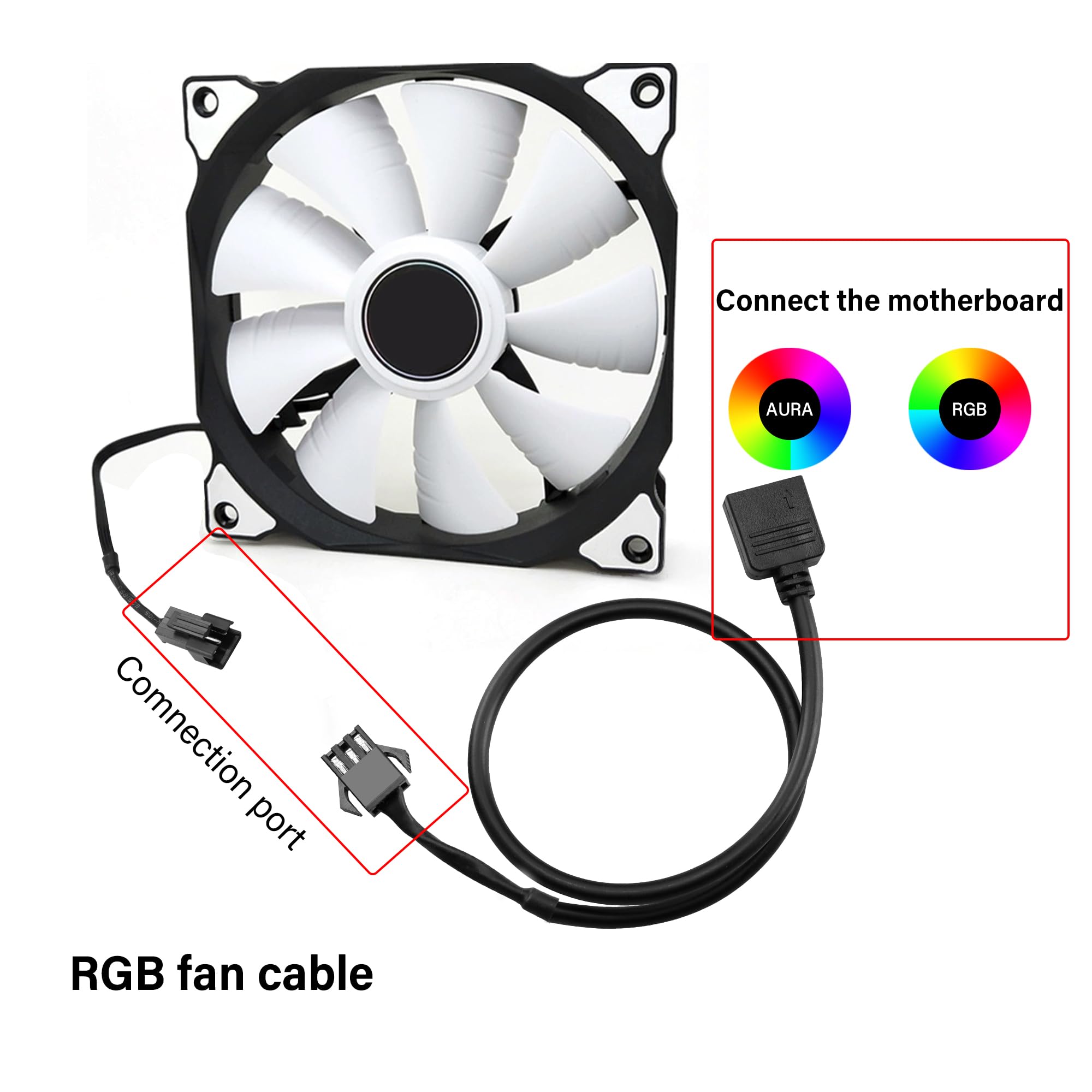 GINTOOYUN RGB Extension Cable, 3-pin to SM 3Pin Female ARGB Connector Adapter Cable,5V 3-Pin Addressable RGB Extension Cable, for RGB Fan,PC LED Strip (0.98FT)