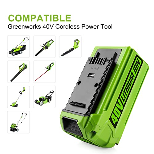 ANTRobut 6.0Ah Replacement Greenworks 40V Battery 29472 29462 for Greenworks 40V G-MAX 29252 20202 22262 25312 25322 20642 22272 27062 2901319 Smart USB 40V Lithium-Ion Battery