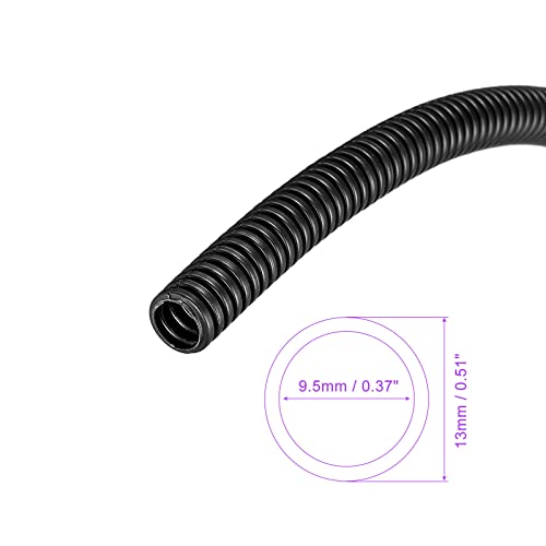 DMiotech 13.0mmx9.5mmx5m Plastic Non-Split Corrugated Tubing Indoor Outdoor Cord Management for Wrap Tidy Office Garden