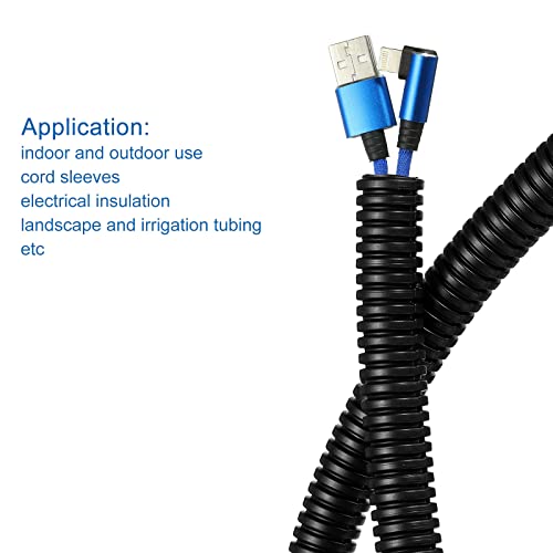 DMiotech 13.0mmx9.5mmx5m Plastic Non-Split Corrugated Tubing Indoor Outdoor Cord Management for Wrap Tidy Office Garden