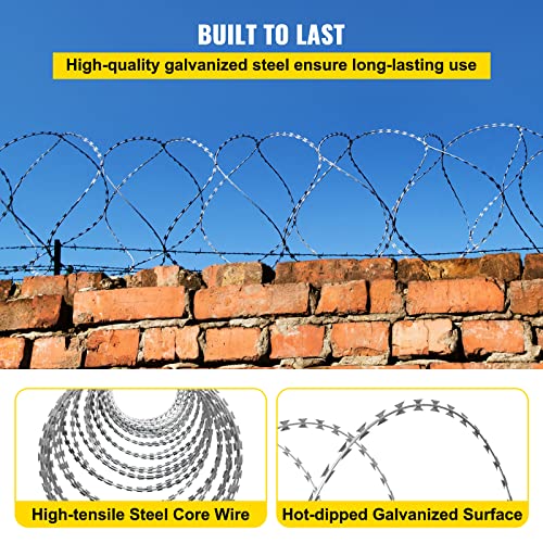 VEVOR 98FT Razor Wire, 98 FT, Sliver