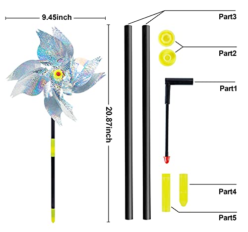 10 Pack Bird Scare Pinwheels, Woodpecker Deterrent Bird Repellent Devices Outdoor Reflective Blinder Pinwheels Effective Reflection Silver Spinner Animal Bird Deterrent to Keep Birds Away