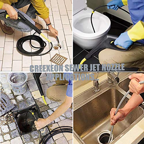 CREEXEON Sewer Jetter Nozzle,Stainless Steel,Pressure Washer Drain Jetter Hose Nozzle, with 1/4" Quick Connector,5000Psi