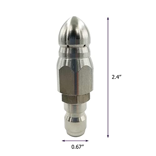 CREEXEON Sewer Jetter Nozzle,Stainless Steel,Pressure Washer Drain Jetter Hose Nozzle, with 1/4" Quick Connector,5000Psi