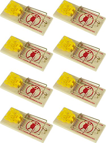 Southern Homewares Wooden Snap Mouse Trap Spring Action with Expanded Cheese Shaped Trigger 8 Pack