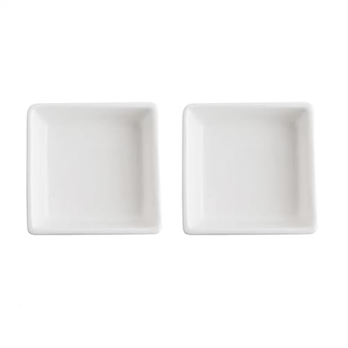 TRESORS Appetizer Plates Snack Bowls Ceramic Square Soy Sauce Bowl White Dipping Sauce Ketchup BBQ Sushi Condiment Soy Sauce Bowl Salad Plates Dinner Plates (Color : Large)