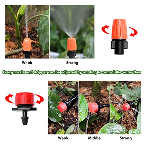 156Pcs Drip Irrigation Kit, Garden Irrigation System, Automatic Garden Watering System with Adjustable Dripper 82ft 1/4" Blank Distribution Drip Irrigation tubing, Garden, Flower Bed, Patio, Lawn
