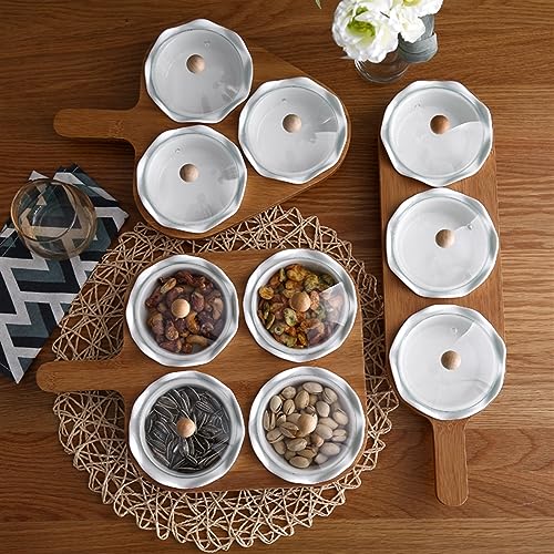 TRESORS Appetizer Plates Snack Bowls Dip Tray 4 Piece Serving Plate Bowl Set Dried Fruit Tray Dip Bowl With Lid Serving Snack Tray Bowl Salad Plates Dinner Plates