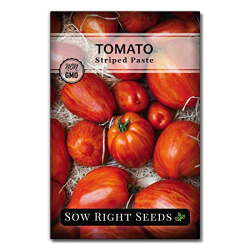 Sow Right Seeds - Striped Paste Tomato Seed for Planting  - Non-GMO Heirloom Packet with Instructions to Plant a Home Vegetable Garden
