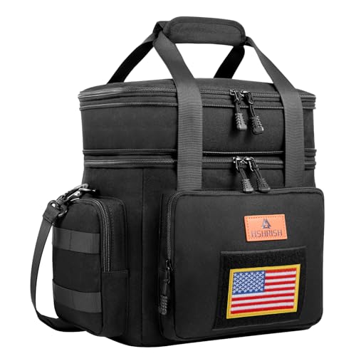 HSHRISH Insulated Lunch Box Cooler Bag Tactical - Expandable Lunchbox for Men - Large Lunch Pail Lunch Kit for Adults Work Outdoor Shift Trip Black 15L