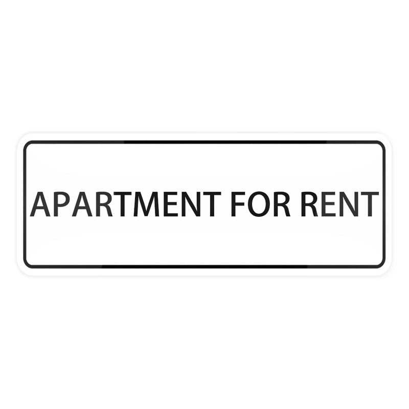 Apartment For Rent Sign For House Door, Plastic Self-Adhesive Signs For Business Home, 3 X 10 Inches Acrylic For Office Gate Window