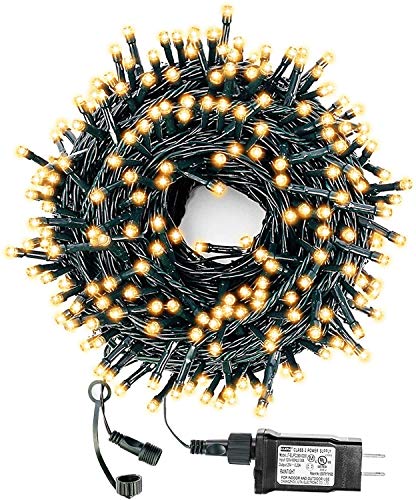 Drunze Christmas Light String 105Ft 300 LED, end-to-end Expandable Plug, 8 Models Waterproof Outdoor Indoor Fairy Christmas Tree String for Party, Garden, Wedding, Holiday (Warm White)