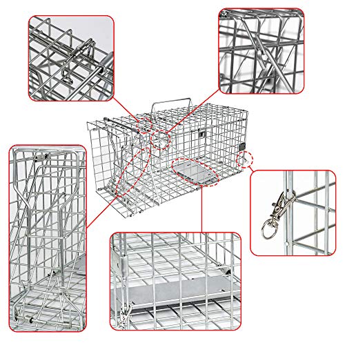 H&B Luxuries Collapsible Rat Trap - Foldable Humane Live Animal Cage for Rat Mouse Hamster Mole Weasel Gopher chipm (17.5"(L) x 7.62"(W) x 8.25"(H))