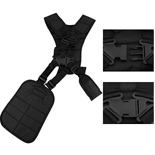 Yosoo Adjustable Lawn Mower Double Shoulder Strap Professional Mower Nylon Belt for Brush Cutter Garden Lawn Black