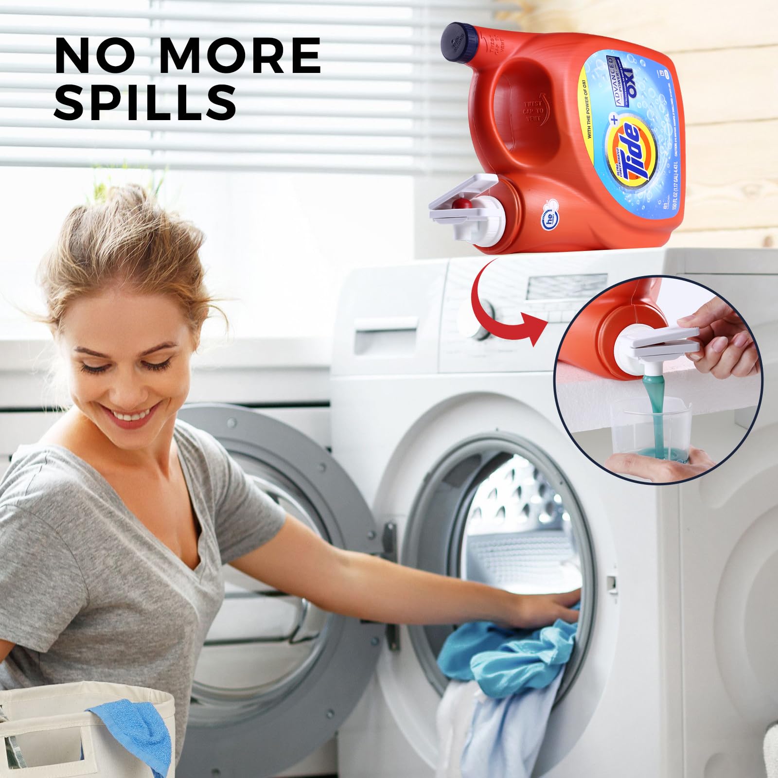 KMOUANTS [2 Pack] Laundry Detergent dispenser Nozzle Switch Holder, Upgraded Nozzles Switch Easily，detergent and softener accessories Fits Most Economic Sized Bottles、laundry room organization