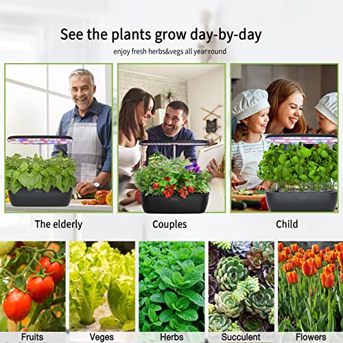 Diivoo Indoor Herb Garden, 12 Pods Hydroponics Growing System with Grow Light, Smart Garden Planter for Family Home Kitchen, Automatic Cycle Timer Germination Kit, Height Adjustable