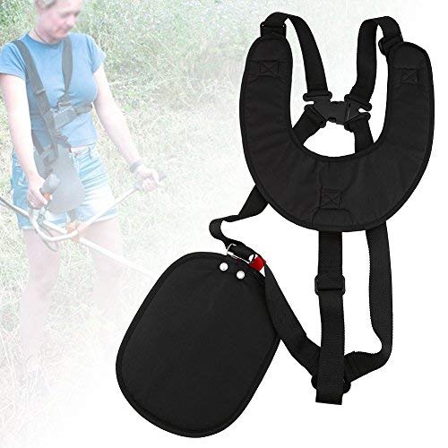 Yosoo Adjustable Lawn Mower Double Shoulder Strap Professional Mower Nylon Belt for Brush Cutter Garden Lawn Black