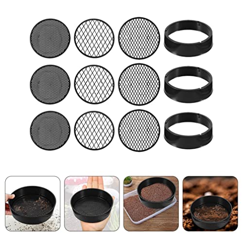 YARNOW 3 Sets Soil Sieve Set Mesh Sifting Pan Soil Sand Sieve Fine Mesh Strainer Gardening Tool Riddle Soil Sifter for Sand Rock Compost