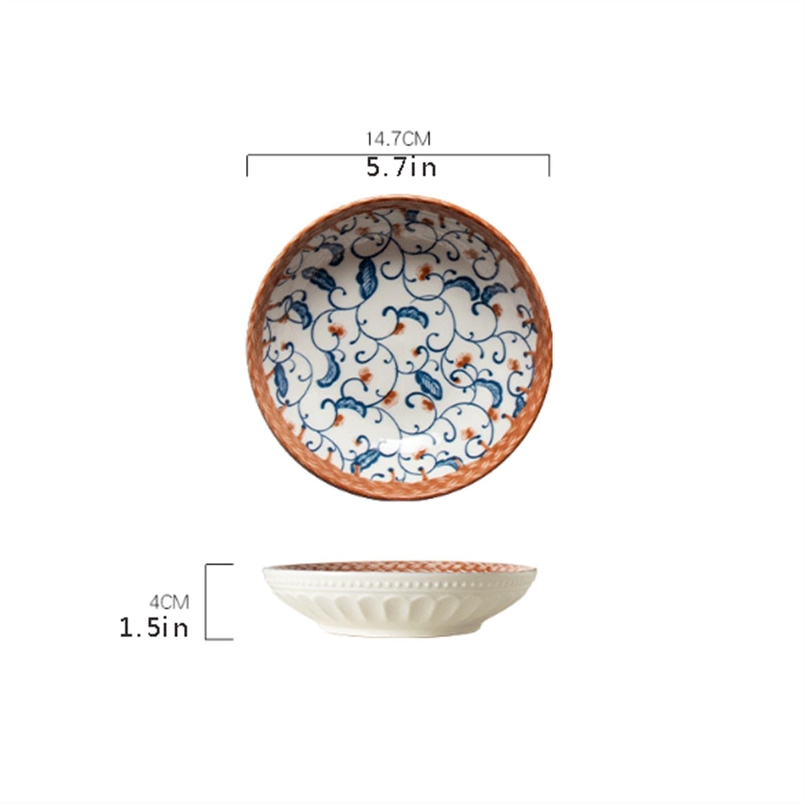 TRESORS Appetizer Plates Snack Bowls 6.7 oz Porcelain Dip Bowl Rustic Snack Plate Dessert Other Sauce Bowl Salad Plates Dinner Plates