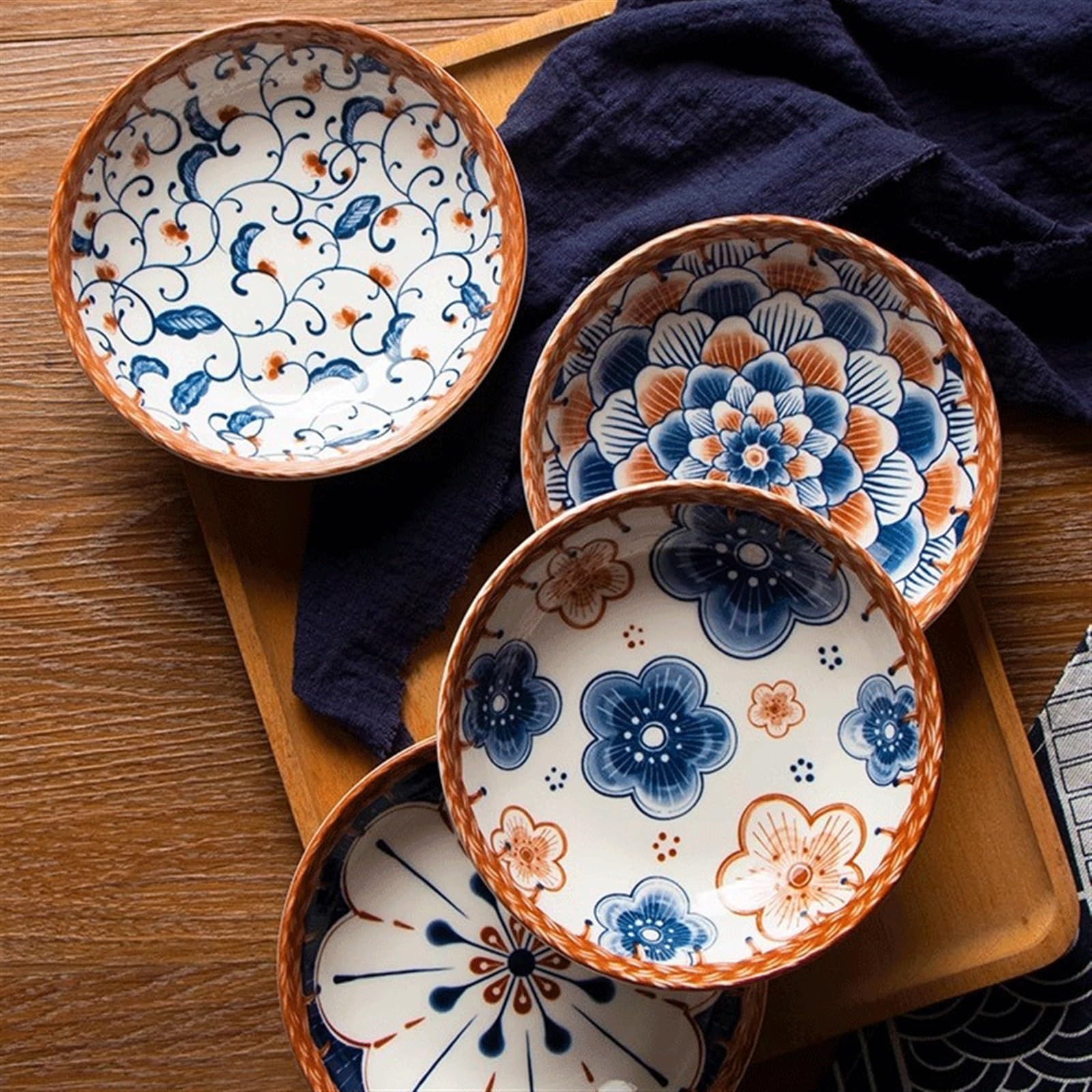 TRESORS Appetizer Plates Snack Bowls 6.7 oz Porcelain Dip Bowl Rustic Snack Plate Dessert Other Sauce Bowl Salad Plates Dinner Plates