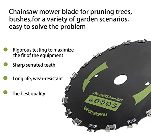 9 × 20T Chainsaw Tooth Brush Blade -2 Pcs Chainsaw Weed Eater Saw Blades with 3 Round Files and 4 Washers for Weed Eater Brush Cutter,Bursh Cutter,String Trimmer,Forester Brush Blade,Weed Wacker
