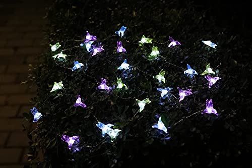 TOMBABY 15.8ft Solar 1.18" H Hummingbird 30 LED Cold White String Lights for Garden Yard Patio Party Outdoor Decoration