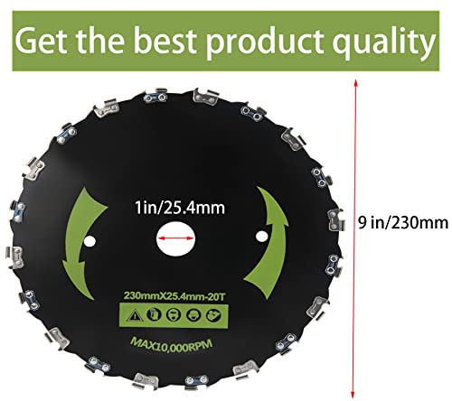 9 × 20T Chainsaw Tooth Brush Blade -2 Pcs Chainsaw Weed Eater Saw Blades with 3 Round Files and 4 Washers for Weed Eater Brush Cutter,Bursh Cutter,String Trimmer,Forester Brush Blade,Weed Wacker