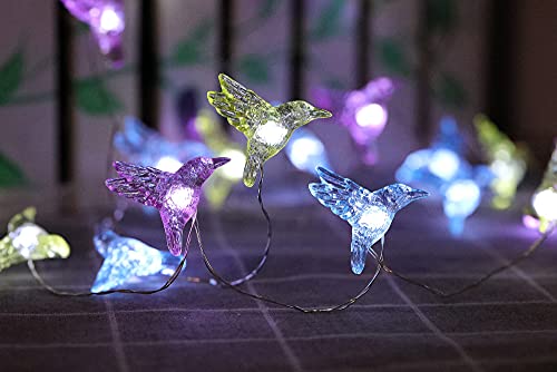 TOMBABY 15.8ft Solar 1.18" H Hummingbird 30 LED Cold White String Lights for Garden Yard Patio Party Outdoor Decoration